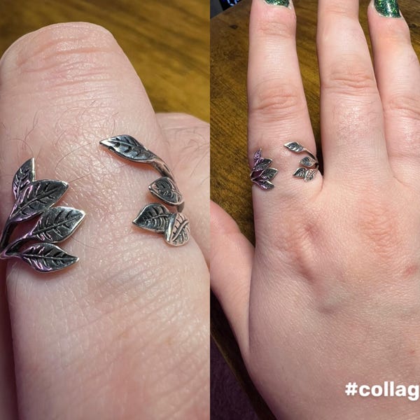 Leaf Ring in Sterling Silver, Fall Leaf Ring, Adjustable Leaf Ring, Leaf Rings for Women, Leaf ...