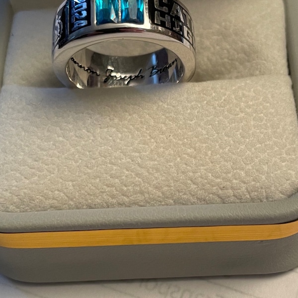 Personalized Sterling Silver/ 10K Gold Band Class Ring for Men With ...