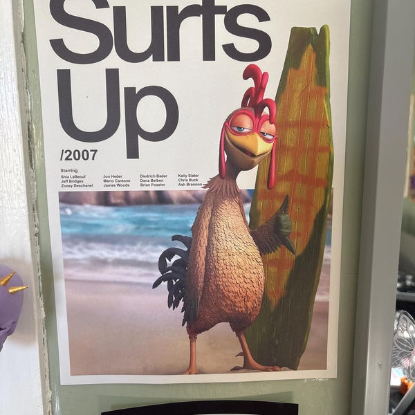 Surfs up Chicken Joe Poster: Retro Movie Art Print - Etsy
