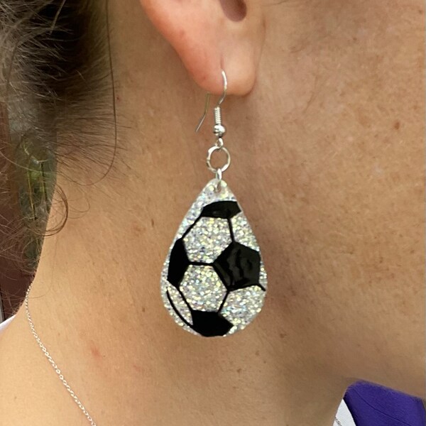 Basketball Teardrop Shaped Glitter Epoxy Earrings - Etsy