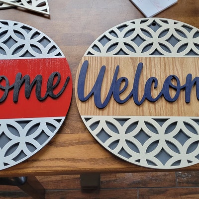 Welcome Split Sunflower Sign, Digital Download, Round Door Hanger Svg ...