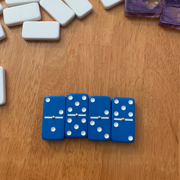 Candy Paint Marble Finish Double 6 Blue & White Spinner Domino Set ...