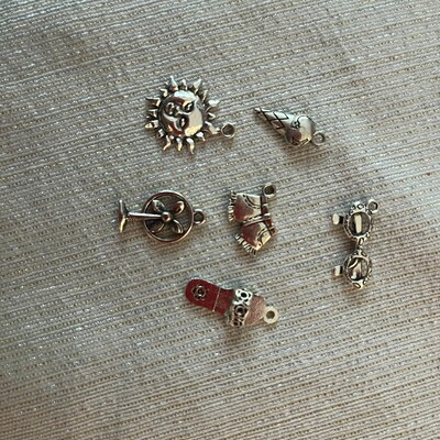 6 KNITTING Charms Knit One, Pearl One Silver Tone Charm Collection, Diy ...