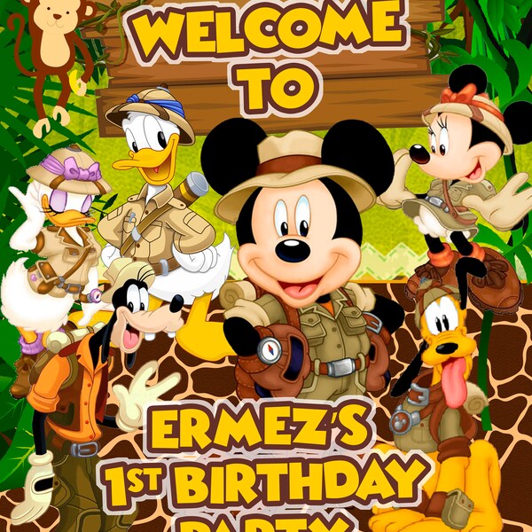 Mickey Mouse Safari Welcome Sign, Welcome Poster, Printable Mickey ...