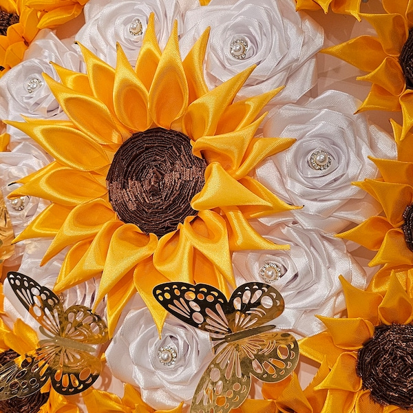 Sunflower & Rose Everlasting Bouquet(ribbon Flowers) - Etsy