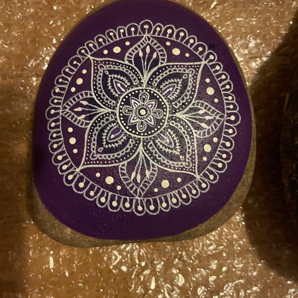 Painted Garden Stone. Whimsical Flower & Ladybug Rock. Perfect for Pet ...