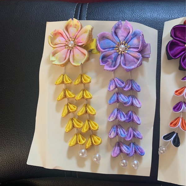 Kanzashi Cherry Blossom Sakura Flower Hair Clip Barrette With Tassels ...