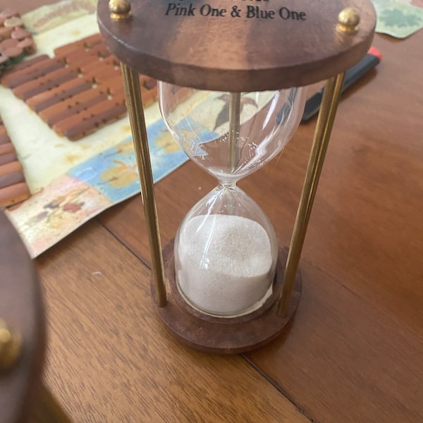 Engraved Solid Brass and Wood Hour Glass Sand Timer/ Engraved Hour ...