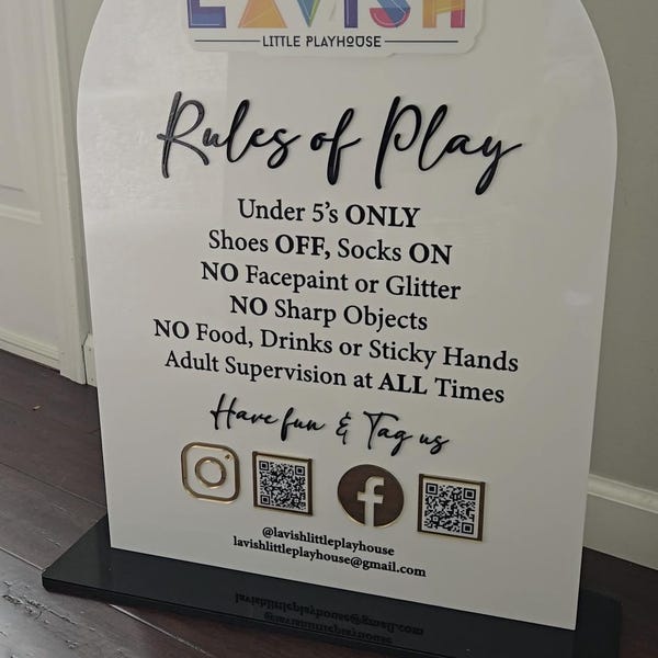 Acrylic Play Rules Sign, Soft Play Business Sign, Bouncy Castle ...
