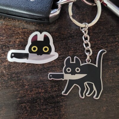 Knifecat Metal Keychain - Etsy
