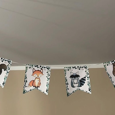 Woodland Animals Banner Greenery Woodland Baby Shower Banner Woodland ...