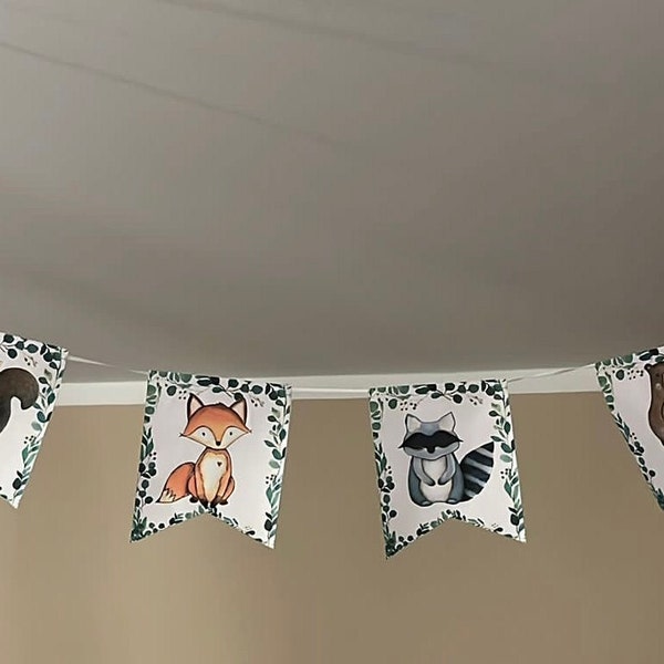 Woodland Animals Banner Greenery Woodland Baby Shower Banner Woodland ...
