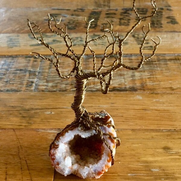Wire Tree of Life Sculpture: Agate Geode Bonsai Tree - Etsy