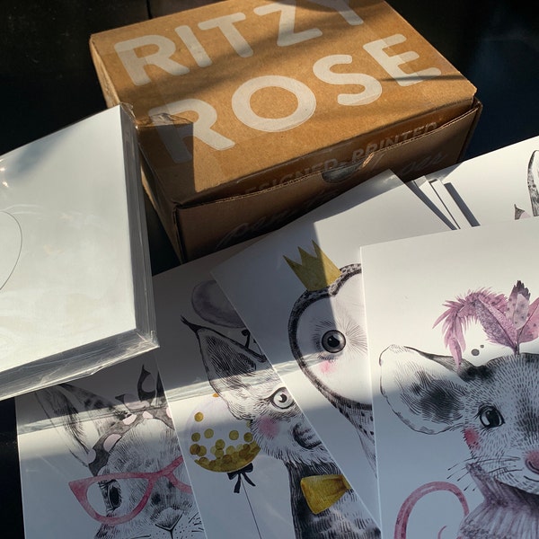 Woodland Creature Blank Greeting Cards - Thank You Cards 24 Folded ...