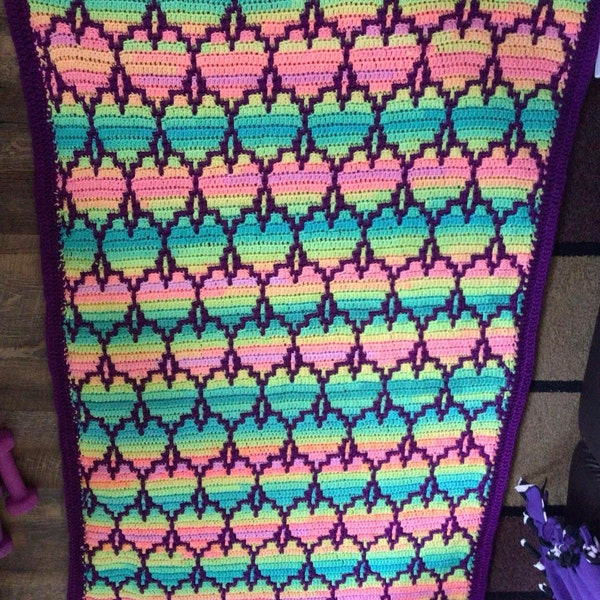 Mosaic Crochet Pattern 53 Chart With WRITTEN ROW REPEATS Boho Blanket ...