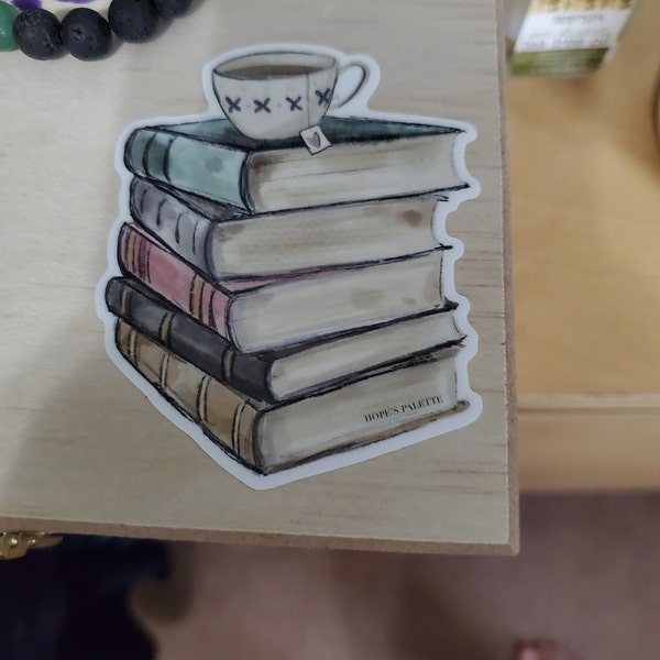 Book Stack With Tea Sticker, Vintage Book Sticker, Tea Sticker ...