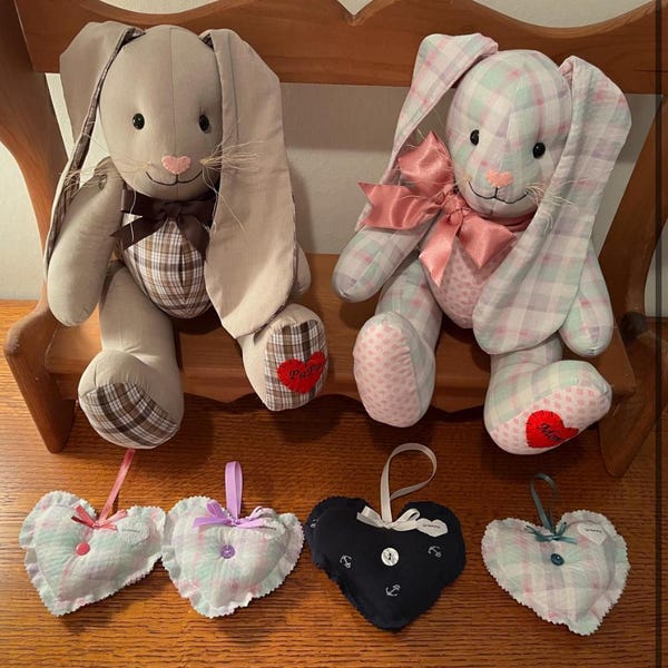 Memory Bunny (15 Inches Tall) Made From Your Loved One's Clothing - Etsy