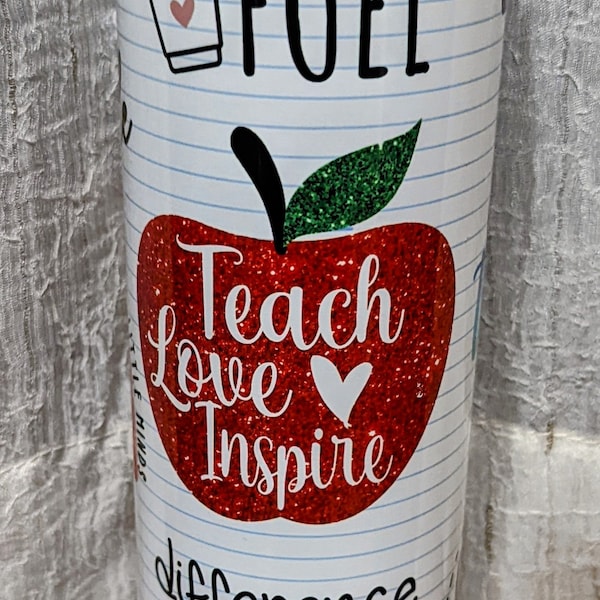 20 Oz Skinny Tumbler Rainbow Glitter Teacher Tumbler, Teach Love ...