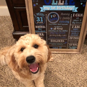 Dog's First Birthday Chalkboard Sign Edit Yourself Birthday Sign Puppy ...