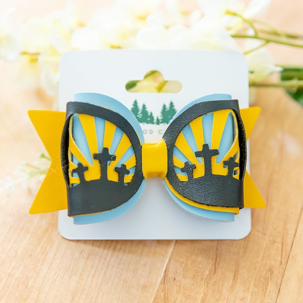Easter Sunday Bow SVG, Christian Hair Bow Template, Three Cross Bow PDF ...