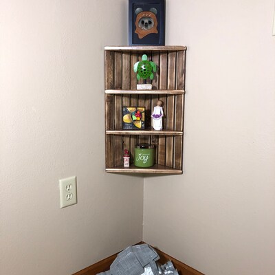 Corner Unit' Rustic Shelves' Corner Crate Shelf' Grey Shelving' Knick ...