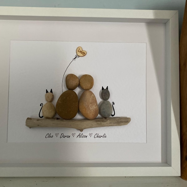 Personalised Anniversary Card, Pebble Art, Handmade and Customisable ...