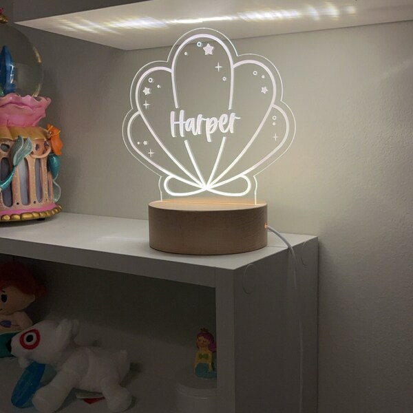 Personalized Acrylic Night Light Seashell LED Light Under the Sea ...