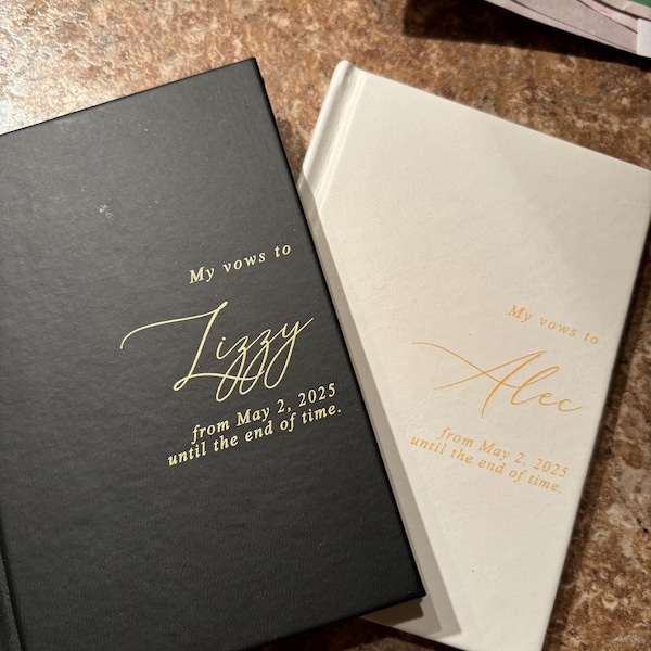 2 Vow Books My Vows to - Hard Cover Wedding Ceremony or Elopement Vow ...