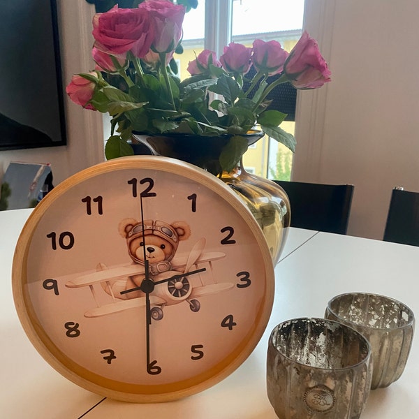 Nutural Nursery Wall Clock, Teddy Bear Clock, Cute Teddy Decor, Kids ...