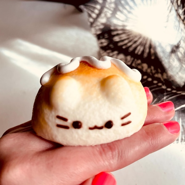 Adorable Cat Bread Squeeze Toy, Soft Pineapple Bun Stress Relief ...