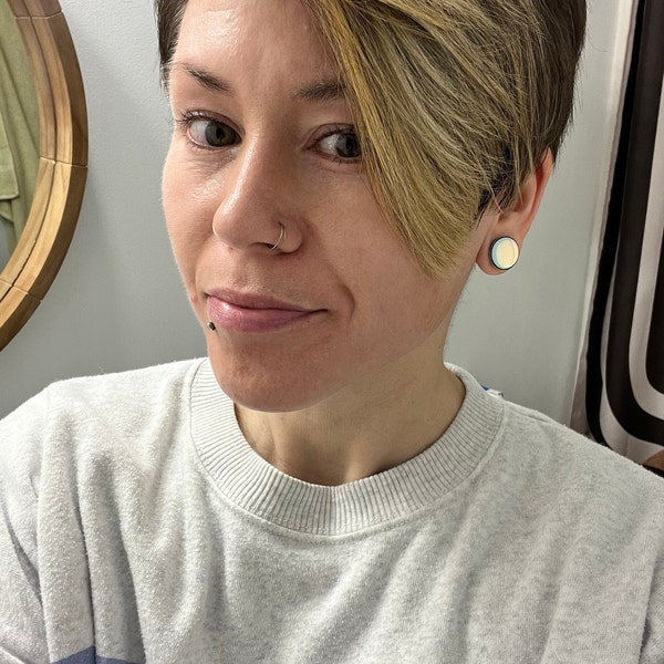 White Opal Foil Plugs 0g, 00g, 7/16, 1/2, 9/16, 5/8, 3/4, 7/8, 1 ...