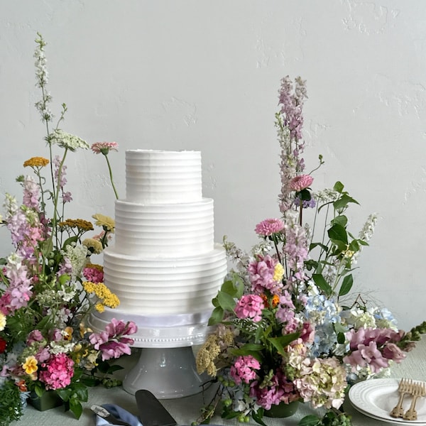 Three Tier Horizontal Lines Texture Faux Wedding Cake - Etsy