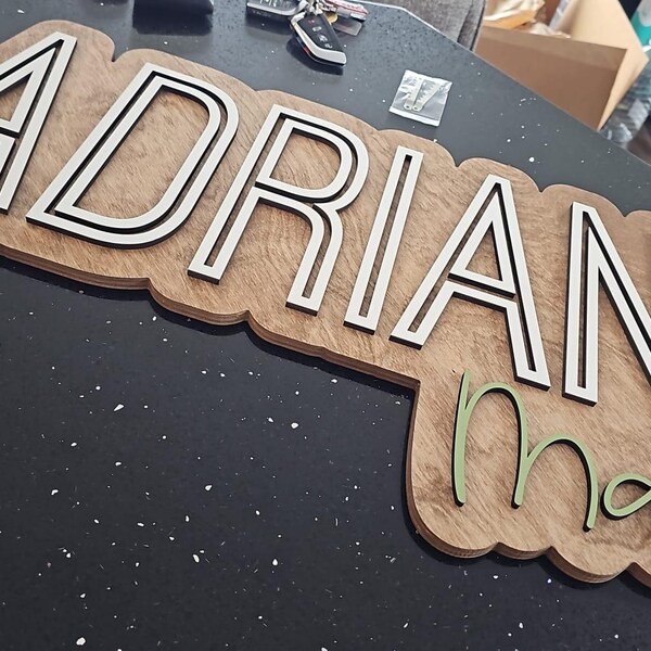 Personalized 3D Nursery Baby Name Sign | Custom Wood Name Plaque ...