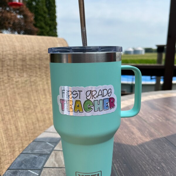 First Grade Teacher Sticker | Sparkly Holographic Teacher Sticker ...
