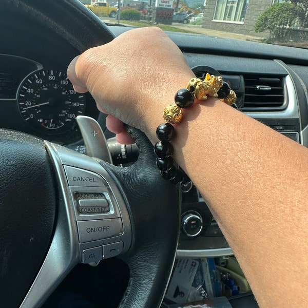 Beaded Piyao Bracelets 24K 999 Gold, Golden Wealthy Pixiu Pattern With ...
