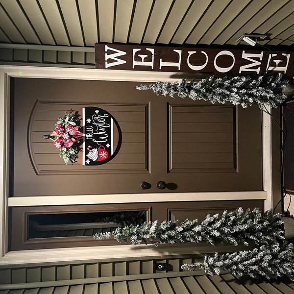 Winter Front Door Decor | Hello Winter | Snowflake | Winter Door Hanger ...