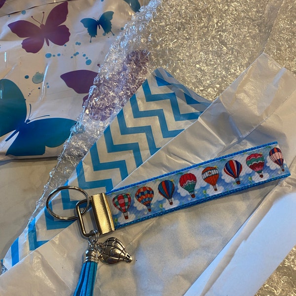Hot Air Balloon Key Fob - Hot Air Balloon Keychain - Balloon Wristlet ...