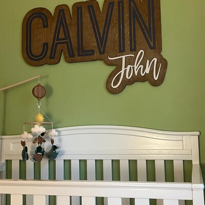 Nursery Name Sign, Round Name Sign, Above Crib Name Sign, Girl Name ...