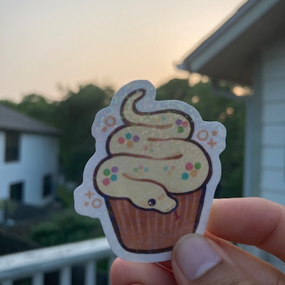 Holographic Cupcake Snake Sticker / Cup-snake Sticker / Cute Ball ...