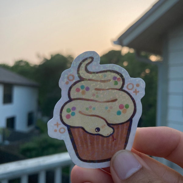 Holographic Cupcake Snake Sticker / Cup-snake Sticker / Cute Ball Python Stickers / Laptop ...