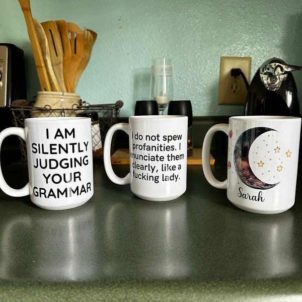 Personalized Celestial Moon Mug, Witchy Astrology Gift - Etsy