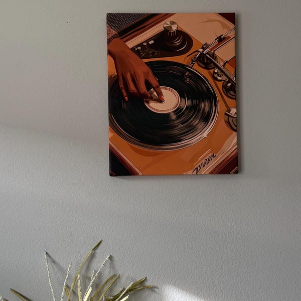 Broken Vintage Turntable Art Black Woman Art African American Music ...