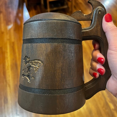 Beautiful Custom Oak Wooden Beer Mug Wooden Beer Mug Tolkien 22OZ/ 0.6L ...