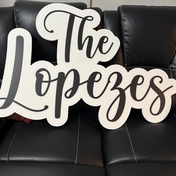 Large Last Name Sign, Cut Out Last Name Sign, Wedding Name Sign, Double ...