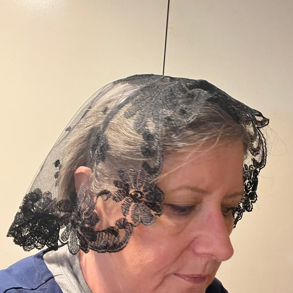 Black Our Lady of Fatima Veil , Catholic Head Covering Veil for Church ...