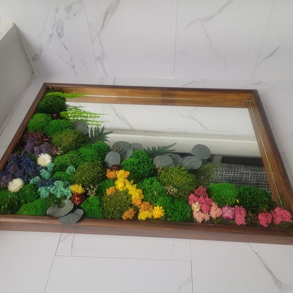 Large Rectangle Mirror, Mirror Moss Wall Art, Preserved Moss, Living ...