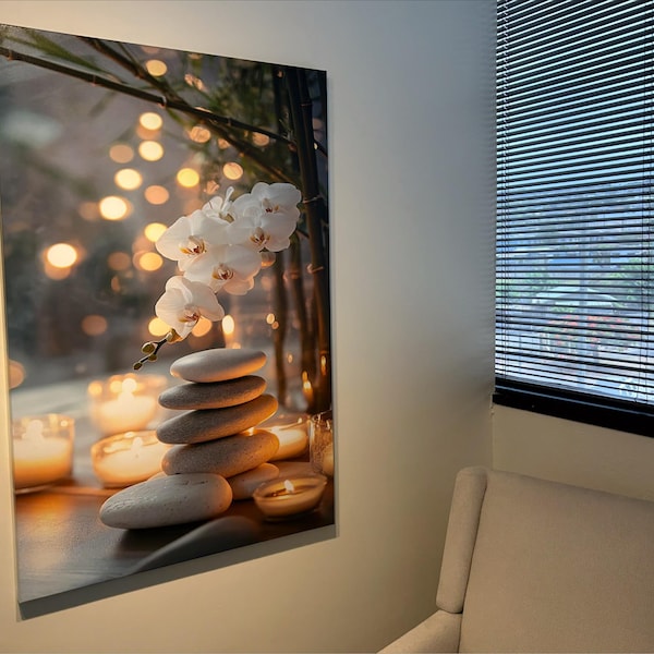Wall Art Zen Garden Canvas, Relaxing Bamboo and Stones Decor, Calming ...