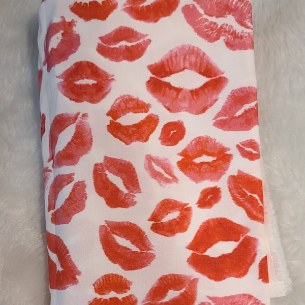 Love Lips Fabric by the Yard. Quilting Cotton, Sateen, Poplin, Organic ...