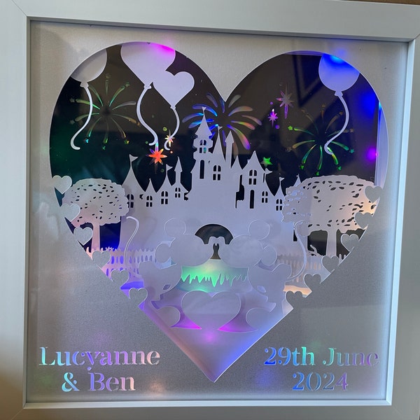 Woodland Deer in Moonlight 3D Light up Shadow Box Set in High Quality 9 ...