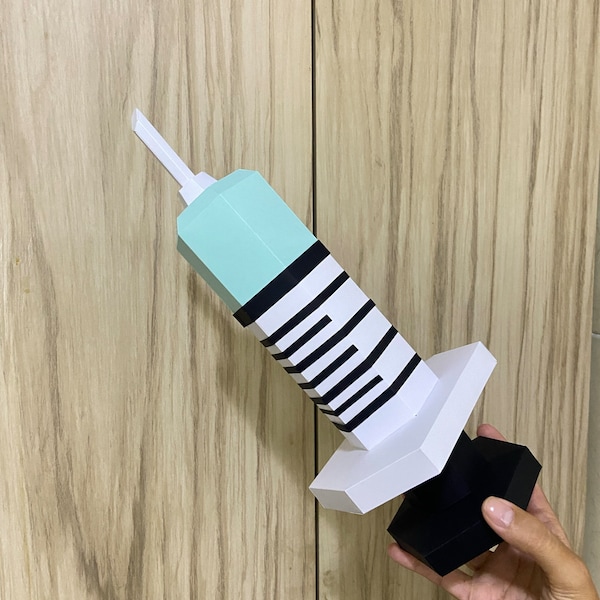 3D Papercraft Syringe Template | Low Poly Syringe Art Decor Sculpture ...
